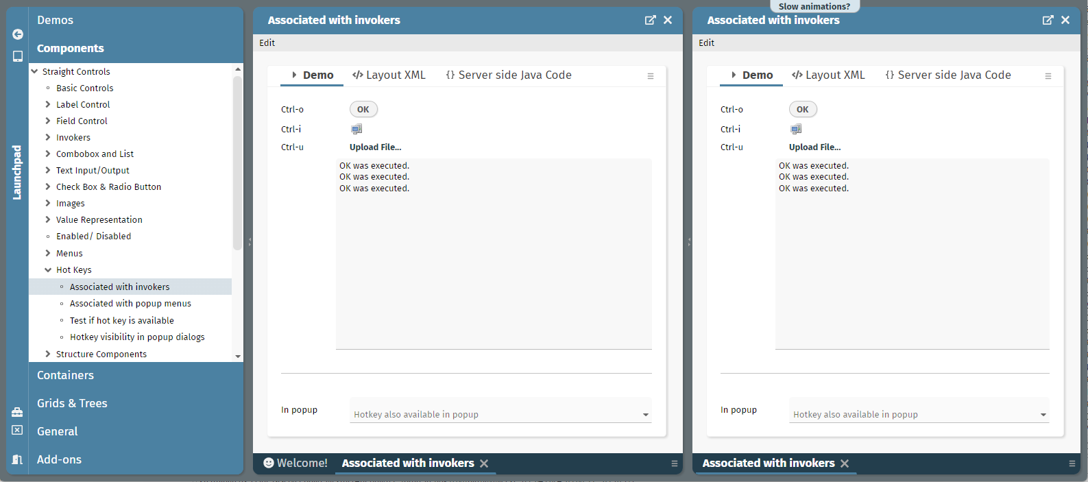 you may start the demo 2 times and then arrange